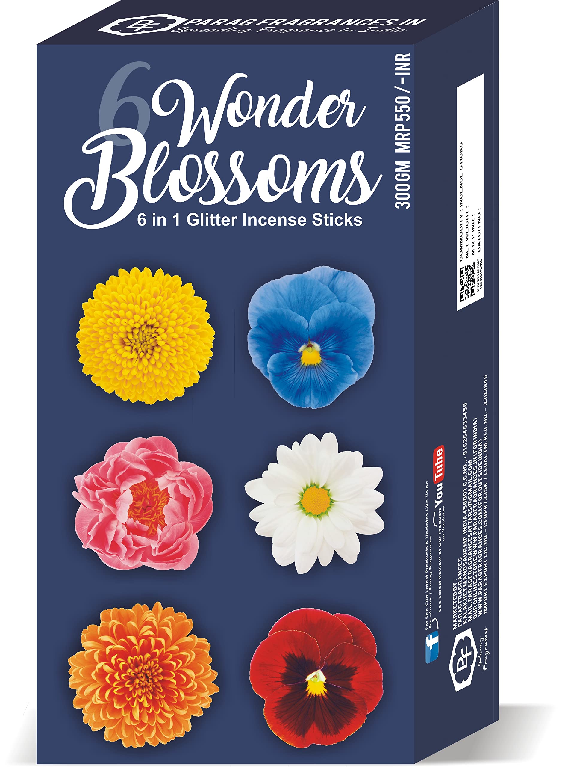 Parag Fragrances 6 Wonder Blossom Glitter Incense Sticks/Agarbatti Rea ...