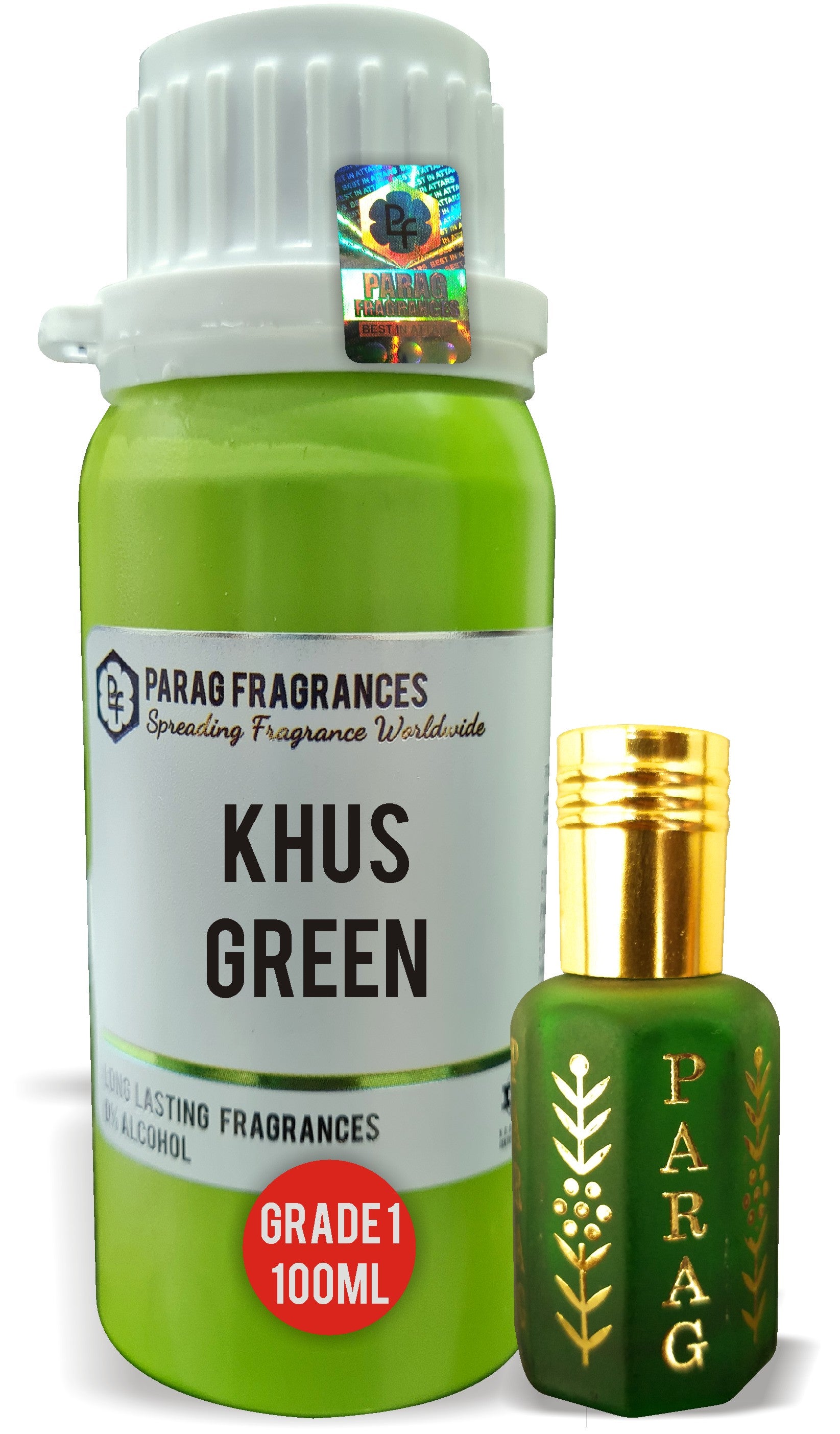 Khus Green Attar 100ml + Fancy Bottles - Natural & Fresh – Parag ...